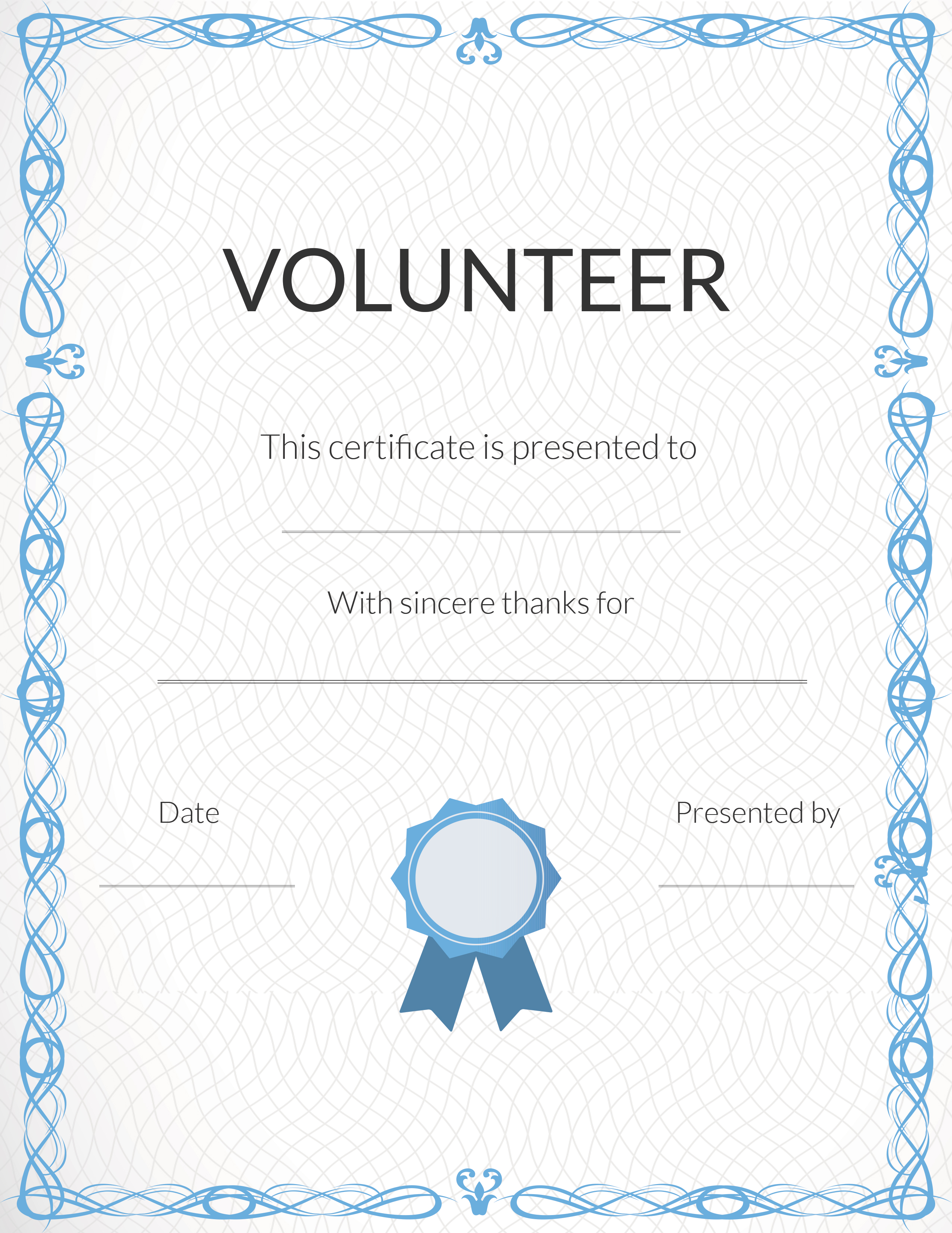 Classic Printable Volunteer Appreciation Certificates SignUp
